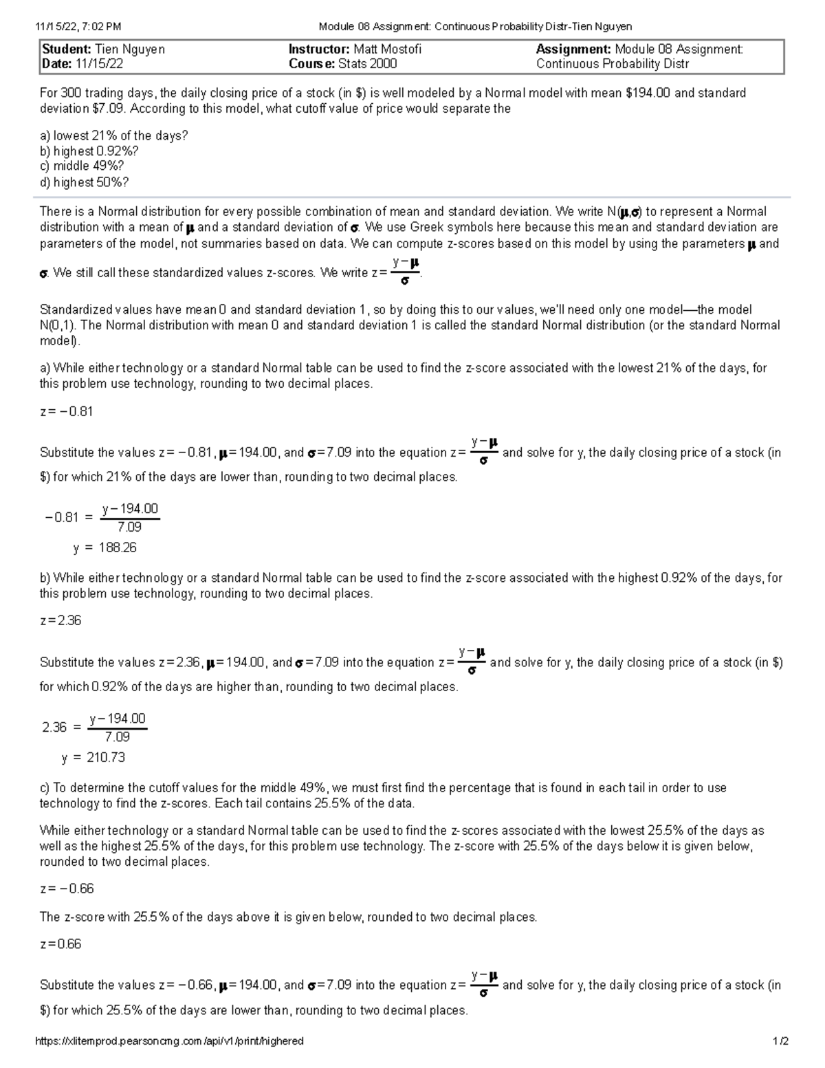 Q3: Module 08 Assignment on Continuous Probability Distribution - Studocu