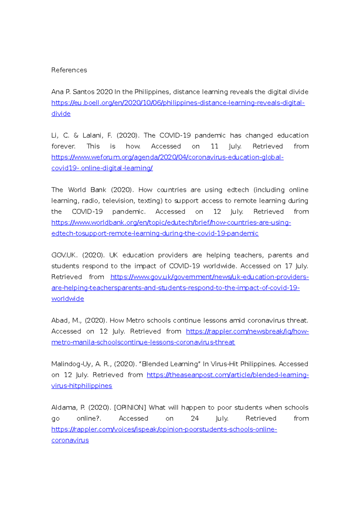 Grade 11 Research Capstone: References for Distance Learning Insights ...