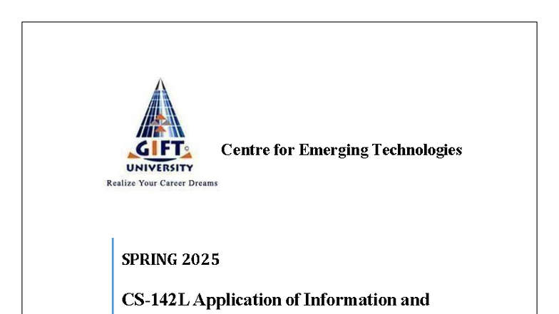 Lab Manual 04: Introduction to Microsoft Word for AICT Course - Studocu