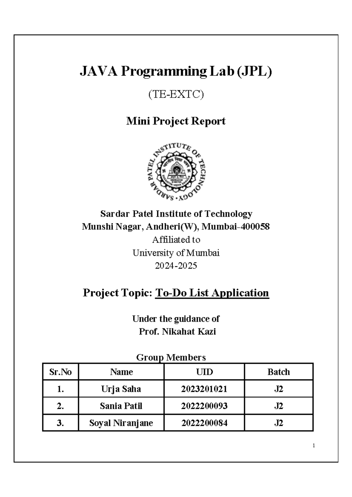 JPL minipro report - A desktop application made entirely from java ...