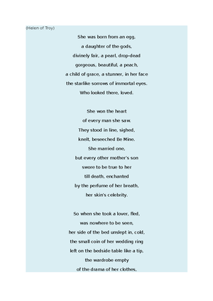 Carol Ann Duffy 'Mean Time' Anthology Analysis Cheat Sheet - The ...