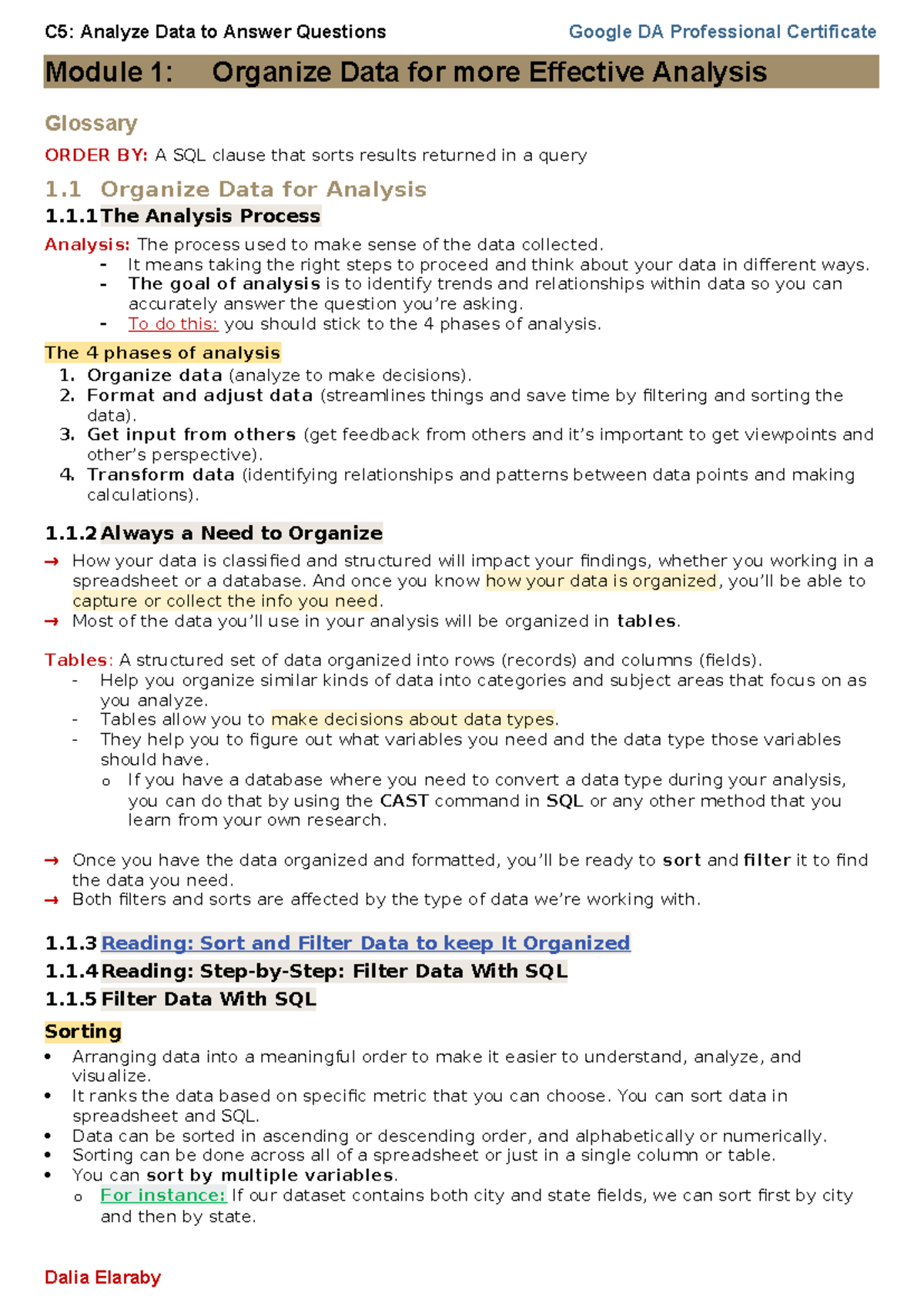 C5 Data Organization and Analysis Techniques for Effective Querying ...