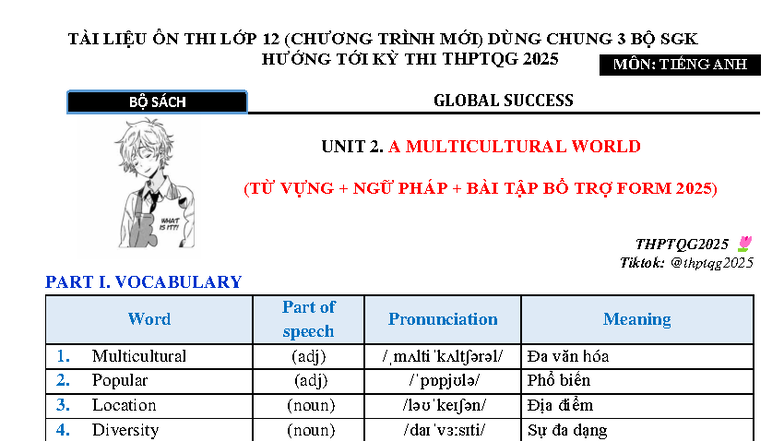 UNIT 2. A MULTICULTURAL WORLD: VOCABULARY, GRAMMAR & PRACTICE ANSWERS ...