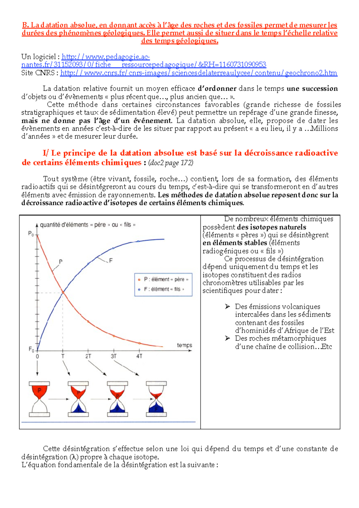 Notes de Cours sur la Datation Absolue - Géologie 101 - Studocu