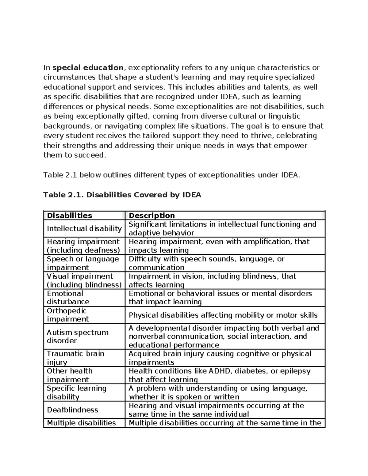 Students with Exceptionalities - In special education, exceptionality ...