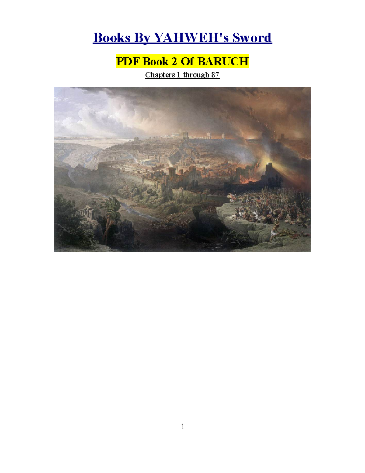 Baruch 2, Baruch - Lectura variada - Books By YAHWEH's Sword PDF Book 2 ...