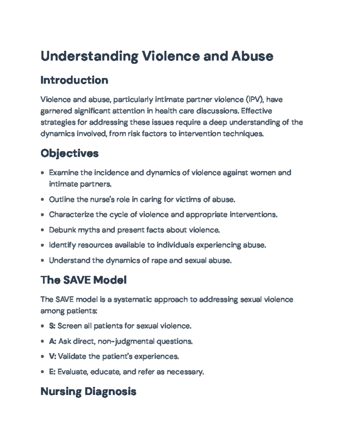 Understanding Intimate Partner Violence: Nursing Strategies & Care (NUR ...