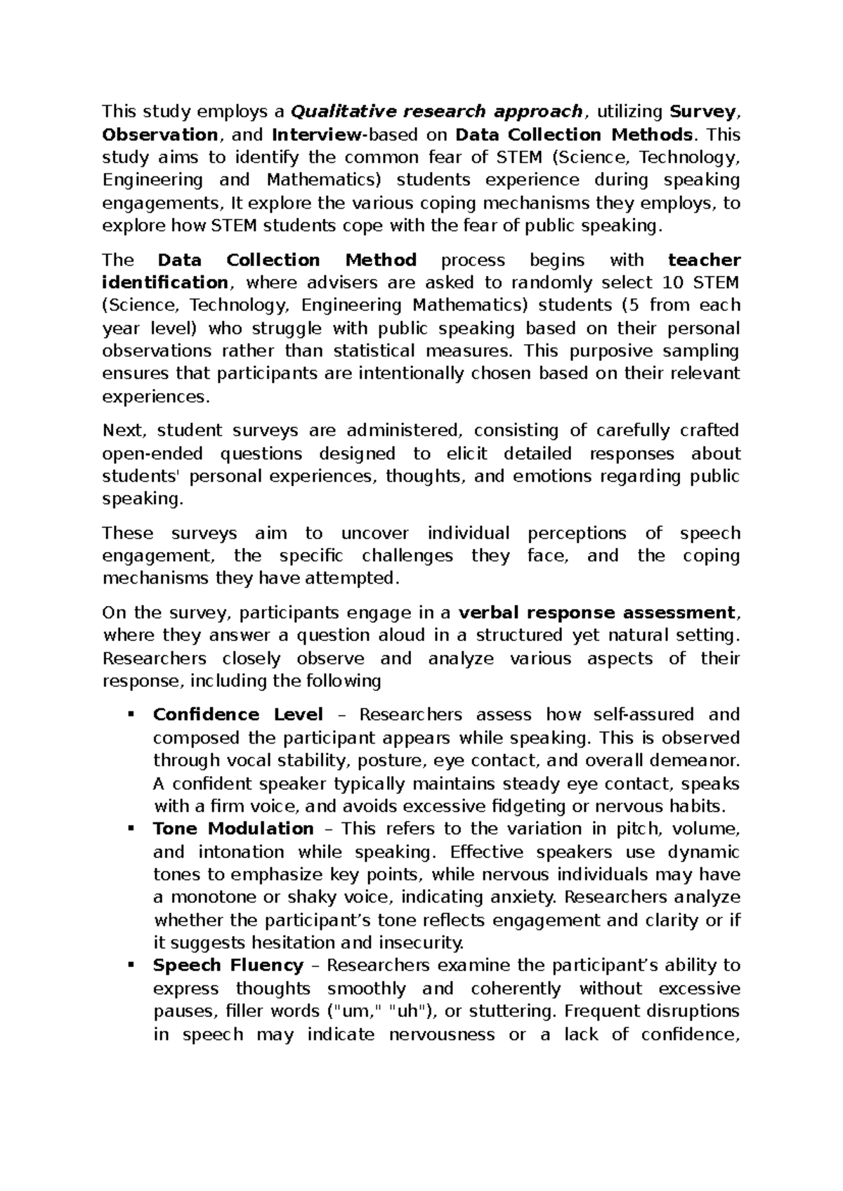 Chapter 3: Data Collection Methods for STEM Students' Public Speaking ...