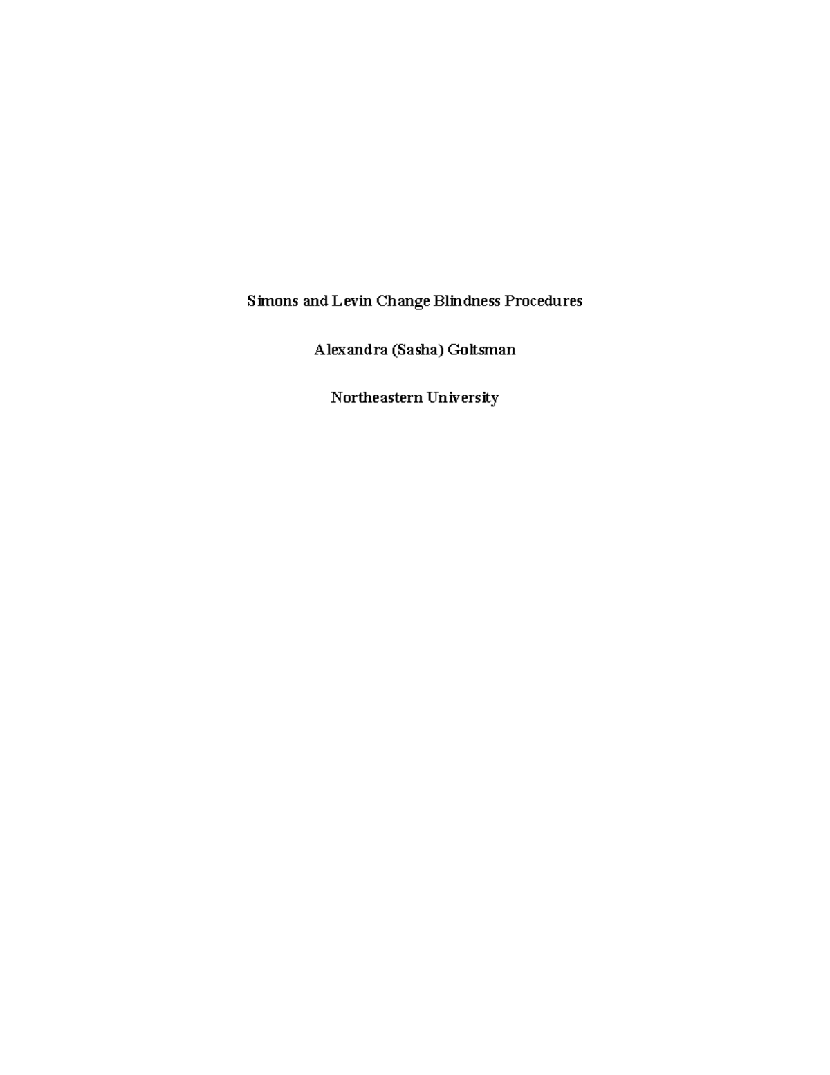 Change Blindness: Summary of Simons & Levin Experiments - Studocu