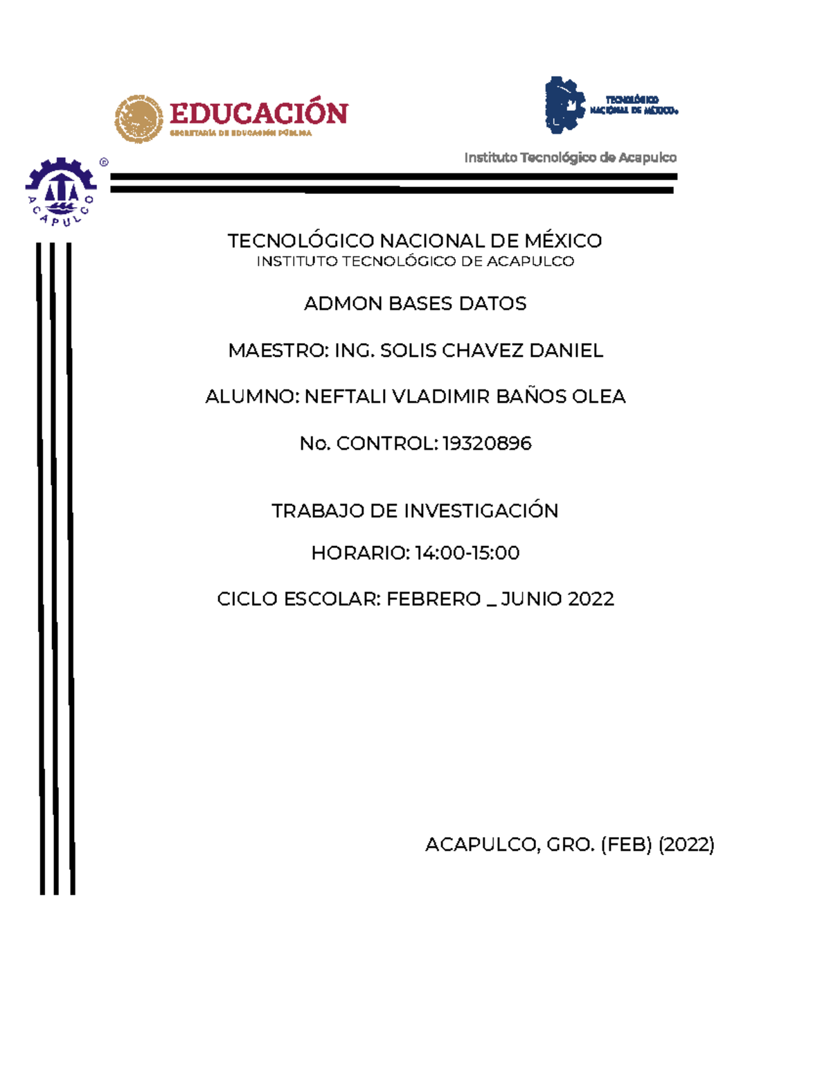 1.1. administrador de base de datos (dba) - TECNOL”GICO NACIONAL DE M ...