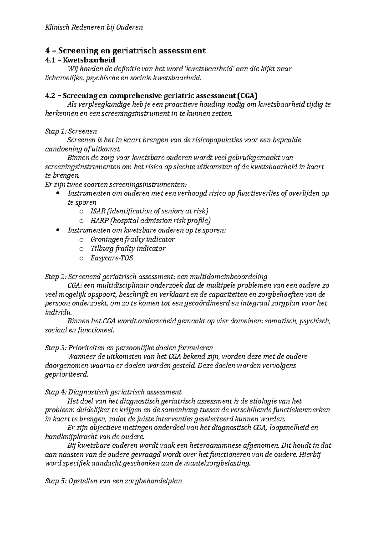 Het 5A-model - Samenvatting en Toepassing in Verpleegkunde - Studeersnel