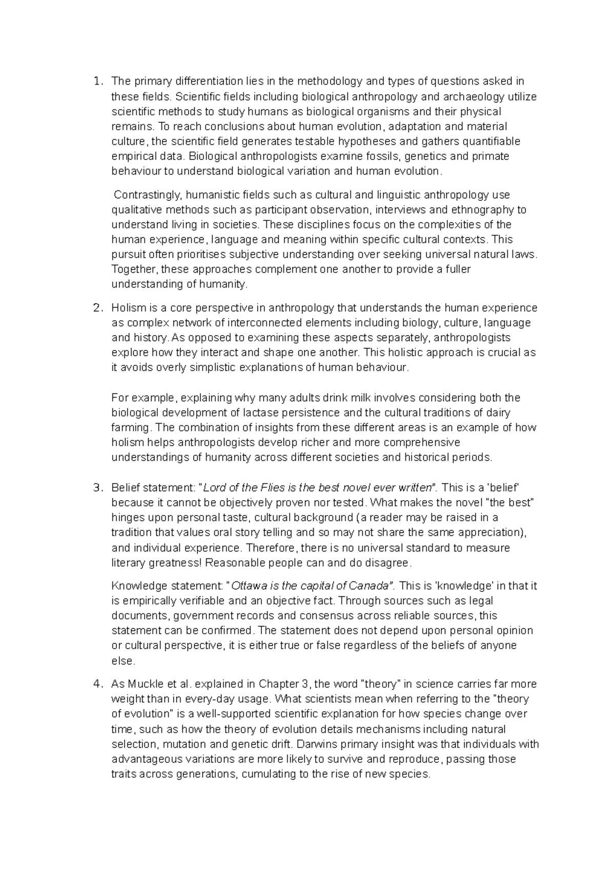 Week 2 - Anthropology Quiz: Methodologies and Holistic Perspectives ...