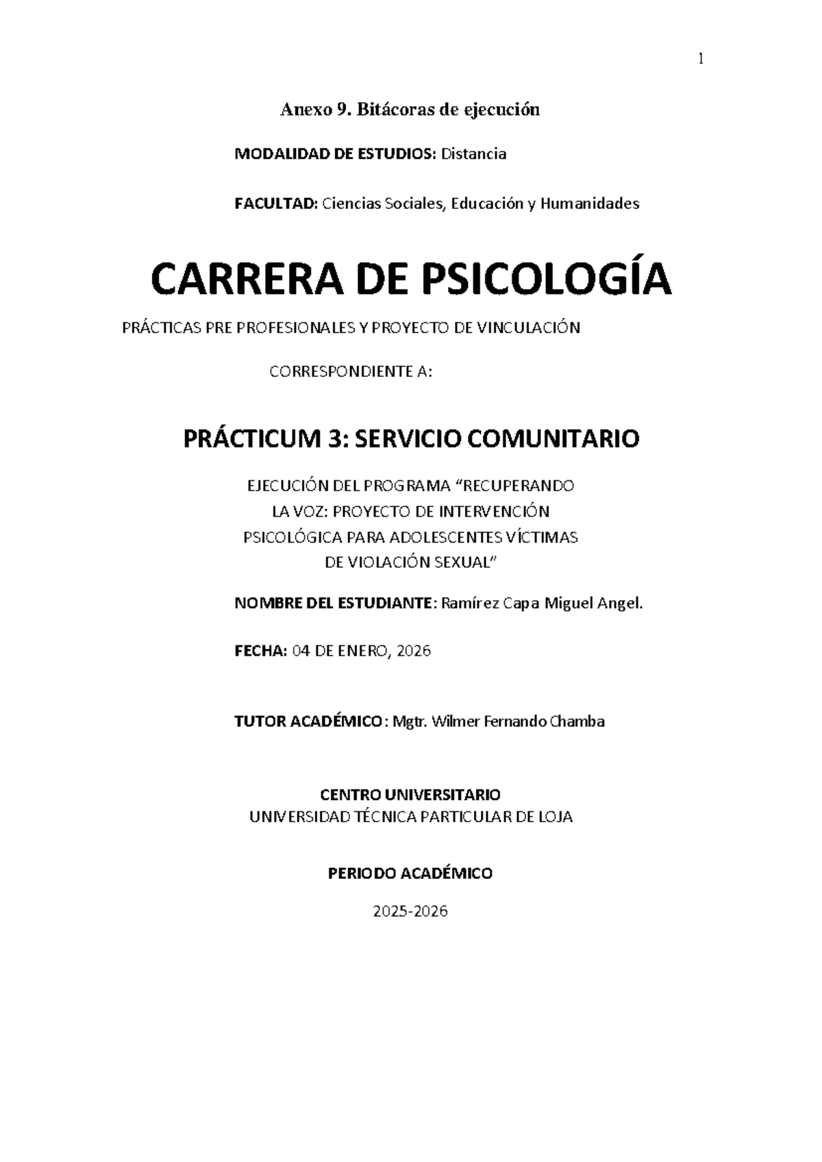 Bitácoras De Ejecución Del Programa La Voz Practicum 3 Servicio