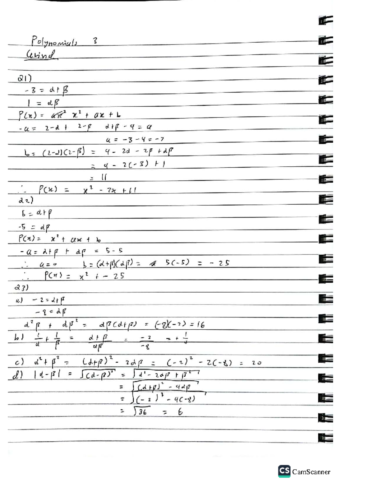 Polynomials 3 Solutions (3) (1) - Polynomials 3 Grind 21) -3 = 21B I ...