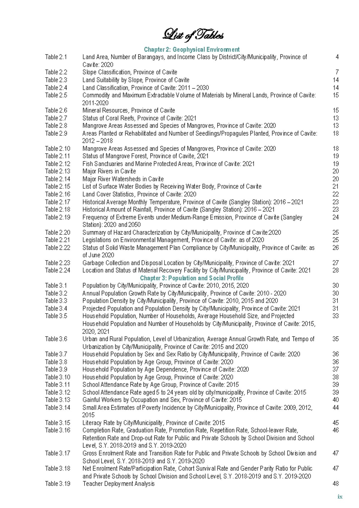 List of Tables, Figures, and Maps for CEP2021 Study Document - Studocu