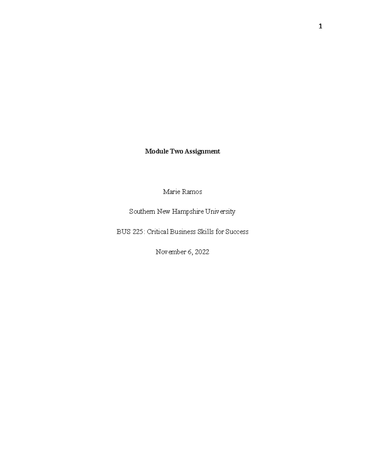 BUS225 Module Two Assignment - Module Two Assignment Marie Ramos ...
