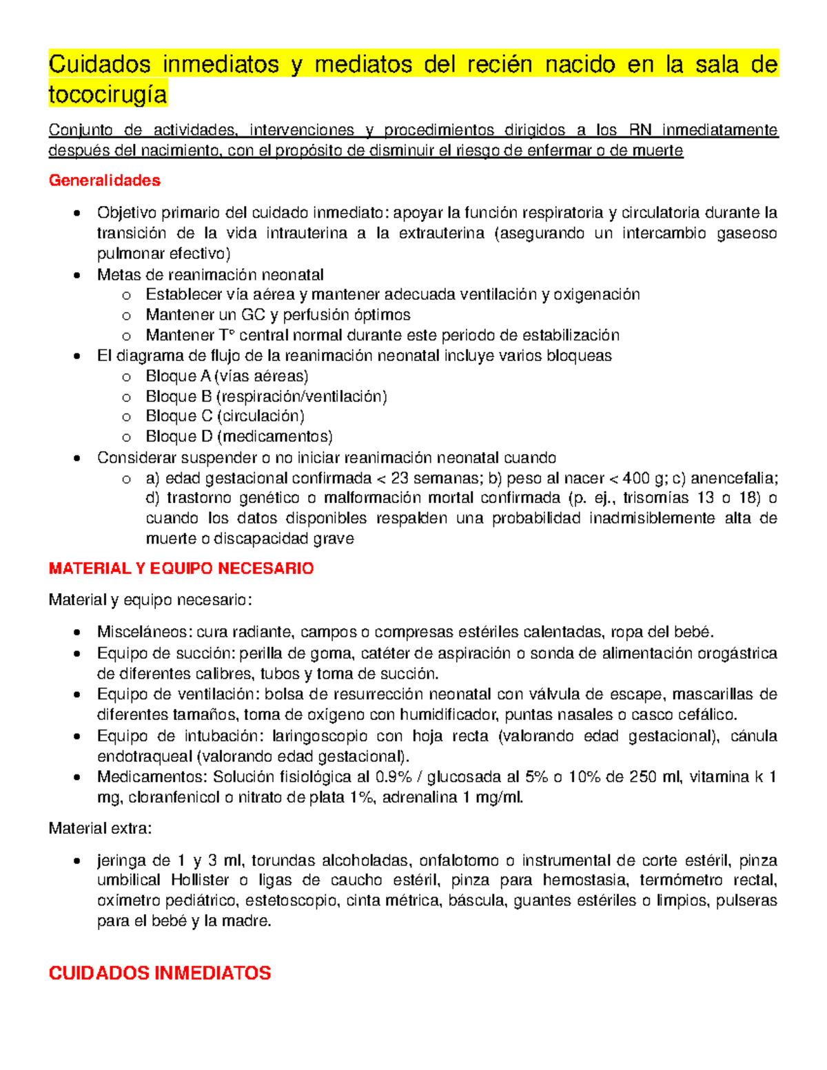 Cuidados Inmediatos y Mediatos del RN en Tococirugía: Guía Completa ...