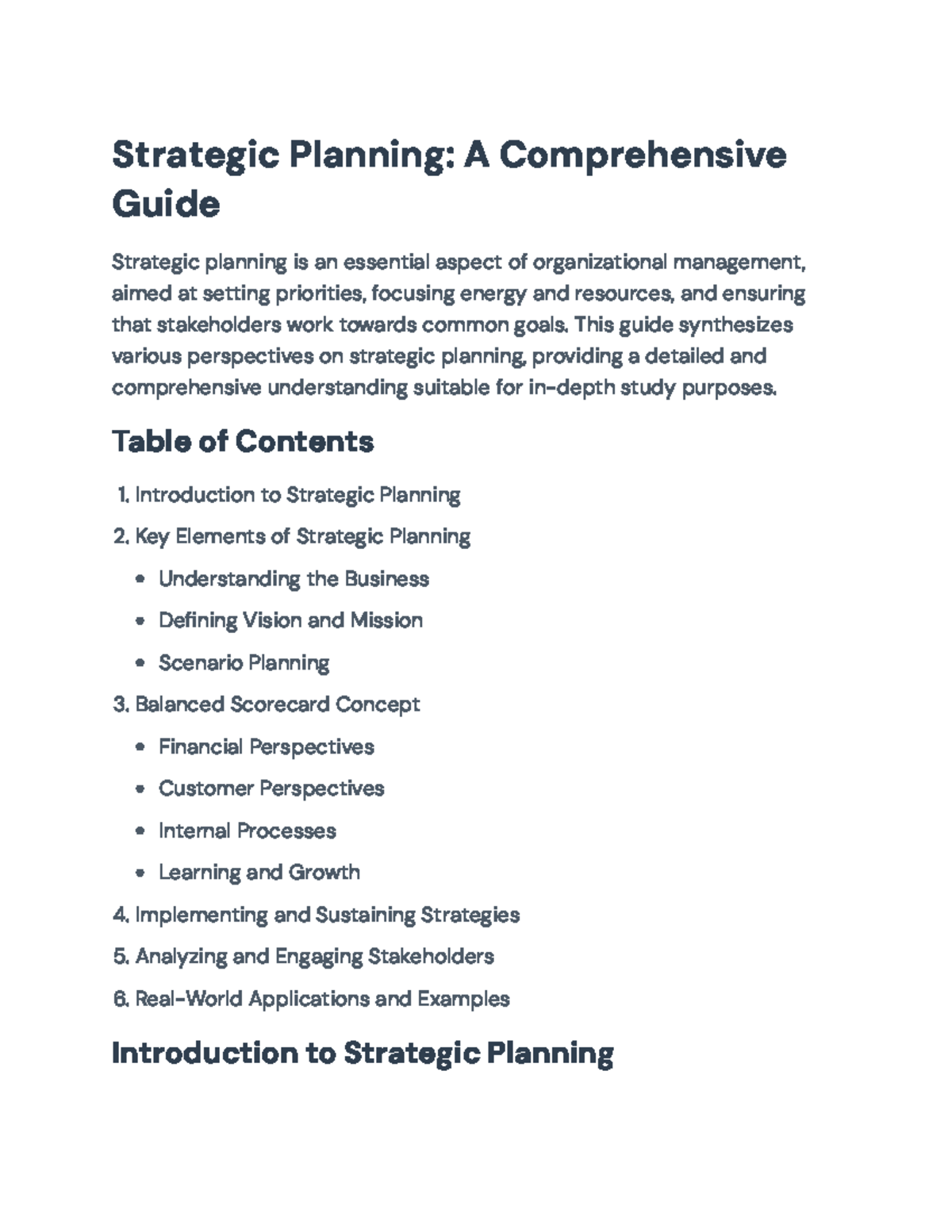 Strategic Planning Guide: Key Elements for Effective Implementation ...