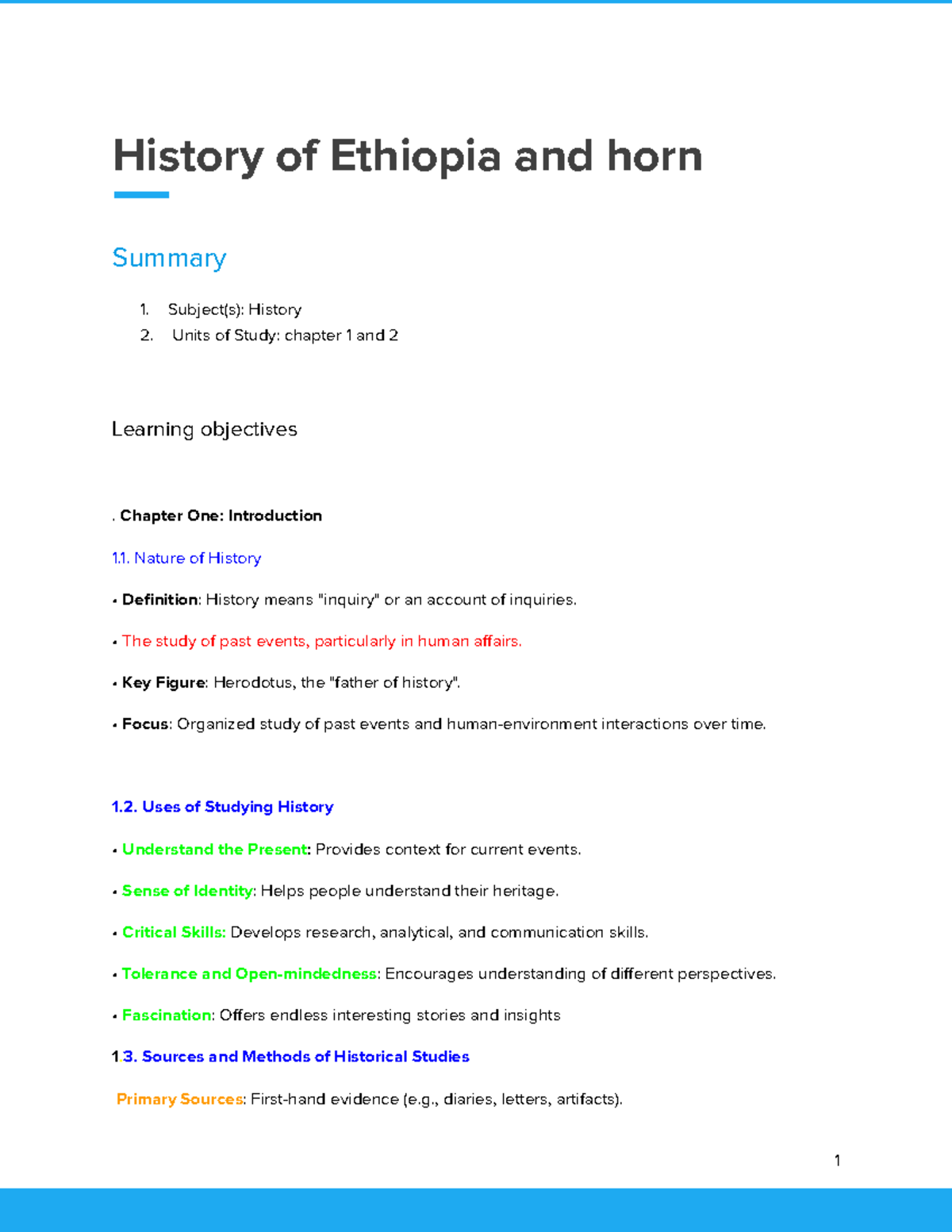 History of Ethiopia: Chapters 1 & 2 Overview and Study Guide - History ...