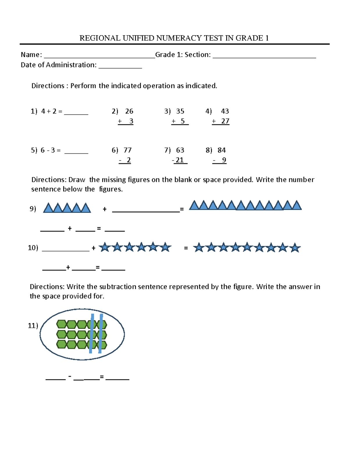 Grade 1 Regional Unified Numeracy Test (RUNT) - Studocu