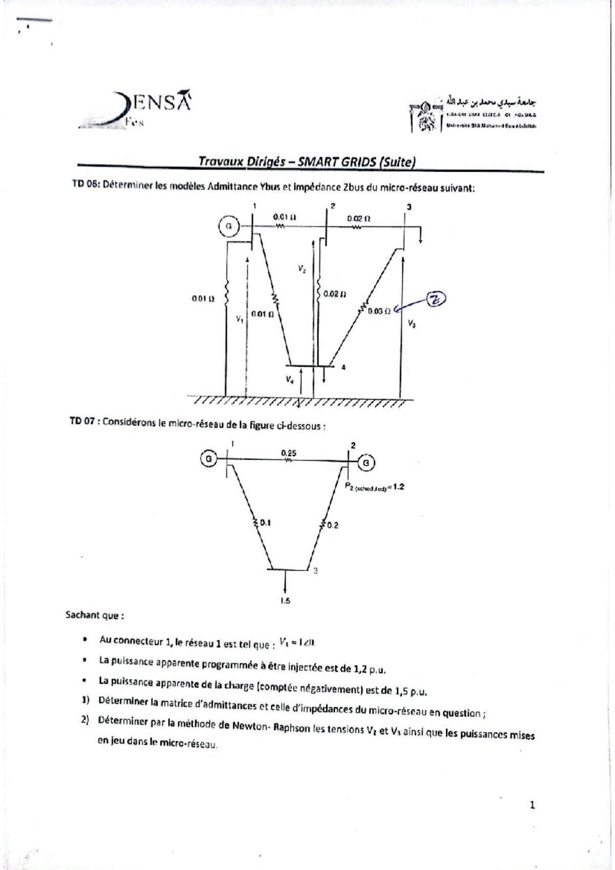 ENSA 1.DA.UO TD 06 & TD 07: Matrices Ybus & Zbus in Smart Grids - Studocu