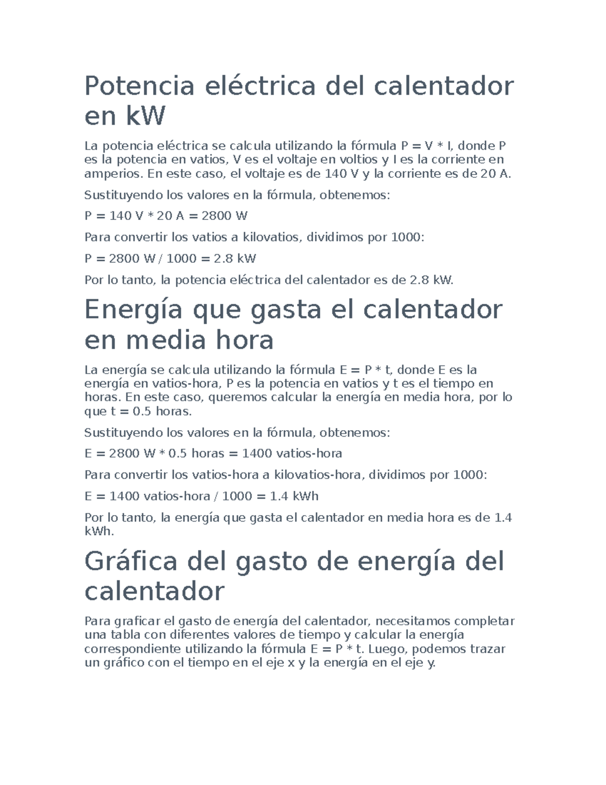 Potencia eléctrica del calentador en k W - Potencia eléctrica del ...