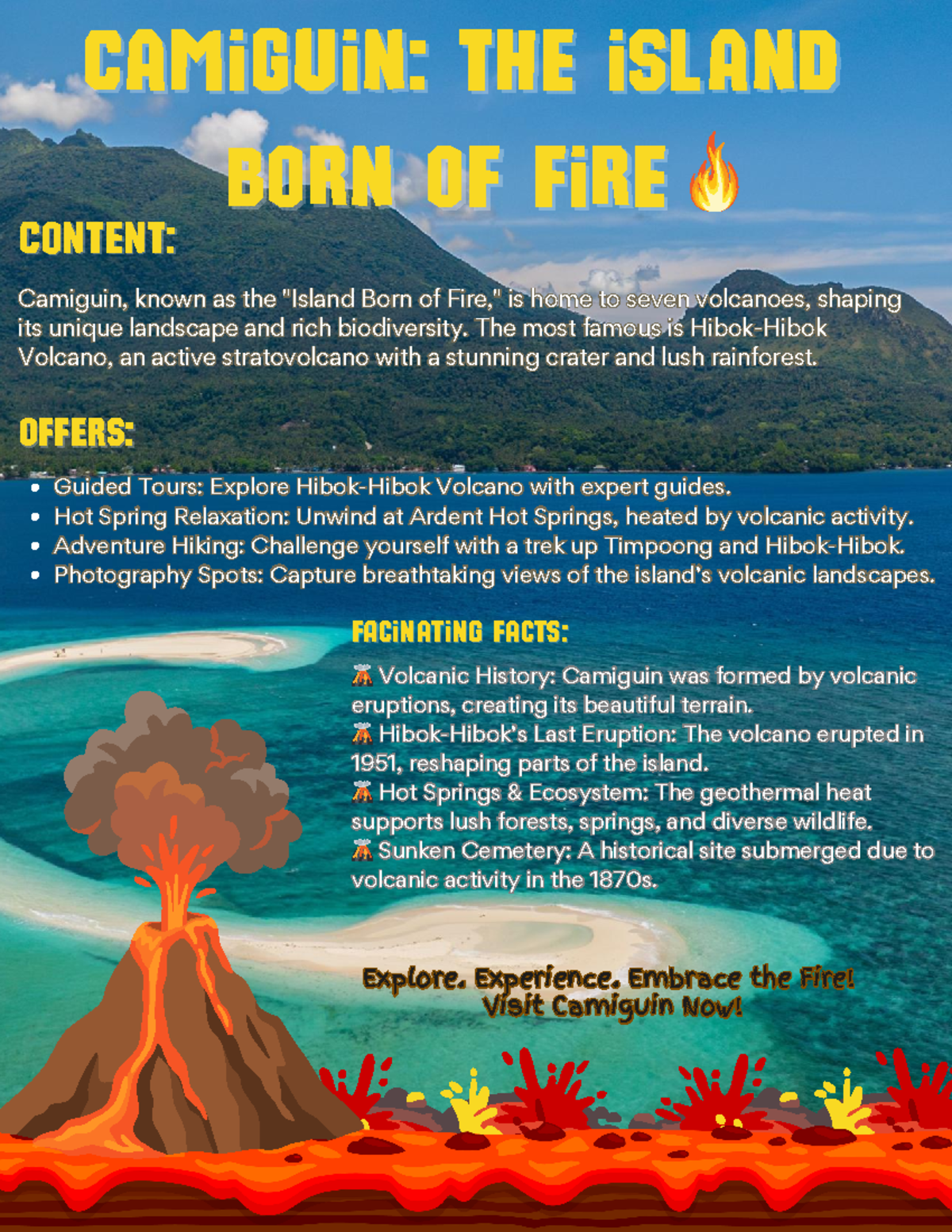 Types of Volcanoes Science Education Poster in Black and Yellow ...