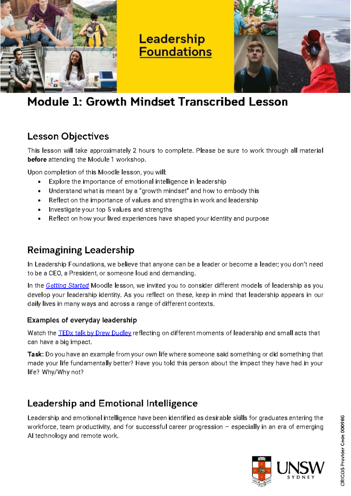 M1 Growth Mindset Lesson: Exploring Leadership & Emotional Intelligence ...