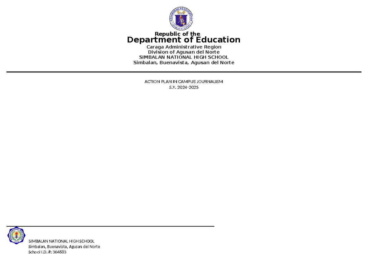 Action PLAN 2024 Journalism - Campus Journalism - Republic of the ...
