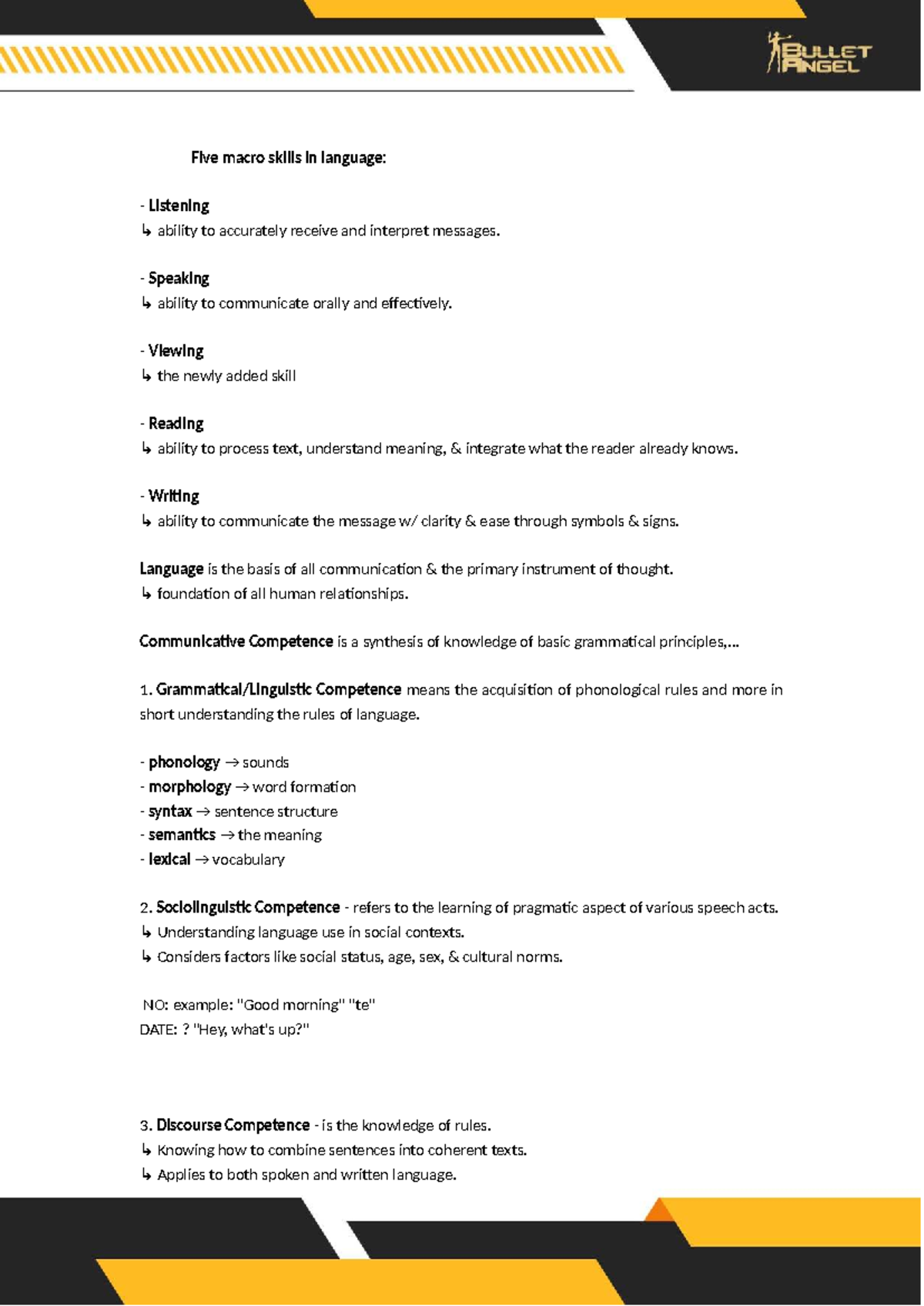 Five Macro Skills in Language: Listening, Speaking, Reading, Writing ...