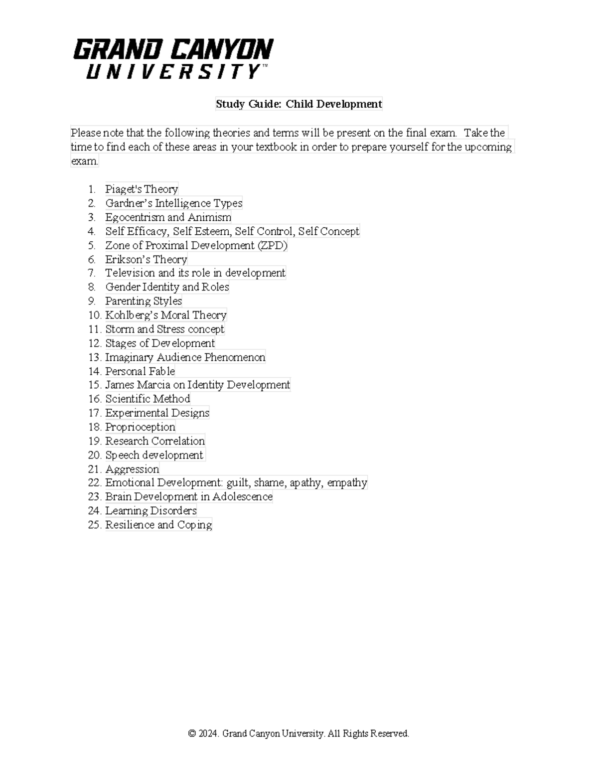 Study Guide: Child Development for Final Exam (EDU 123) - Study Guide ...