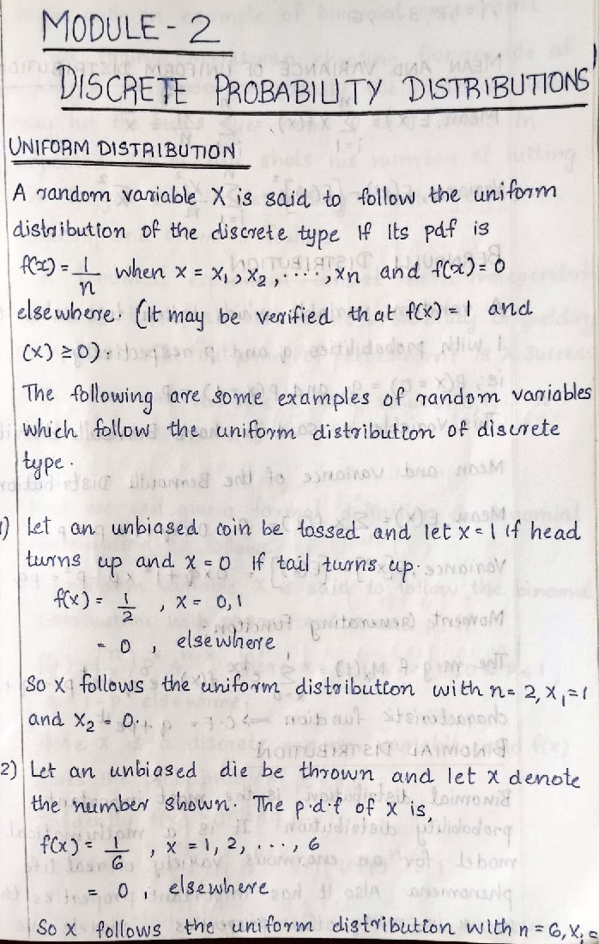 Stat 101: Module 2 - Discrete Probability Distributions & Uniform ...