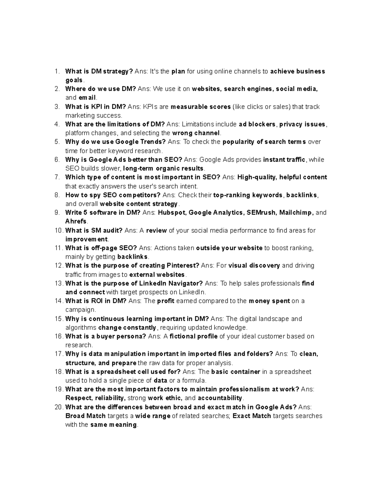 Digital Marketing Strategies: Key Concepts & Tools (DM 101) - Studocu