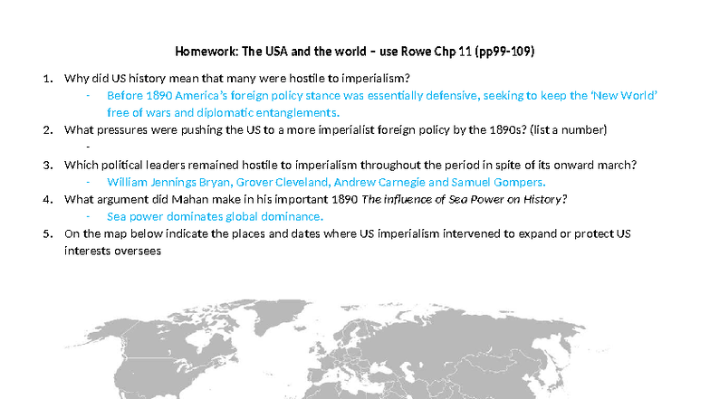 Homework: The USA and World Relations - Rowe Chp 11 Analysis - Studocu