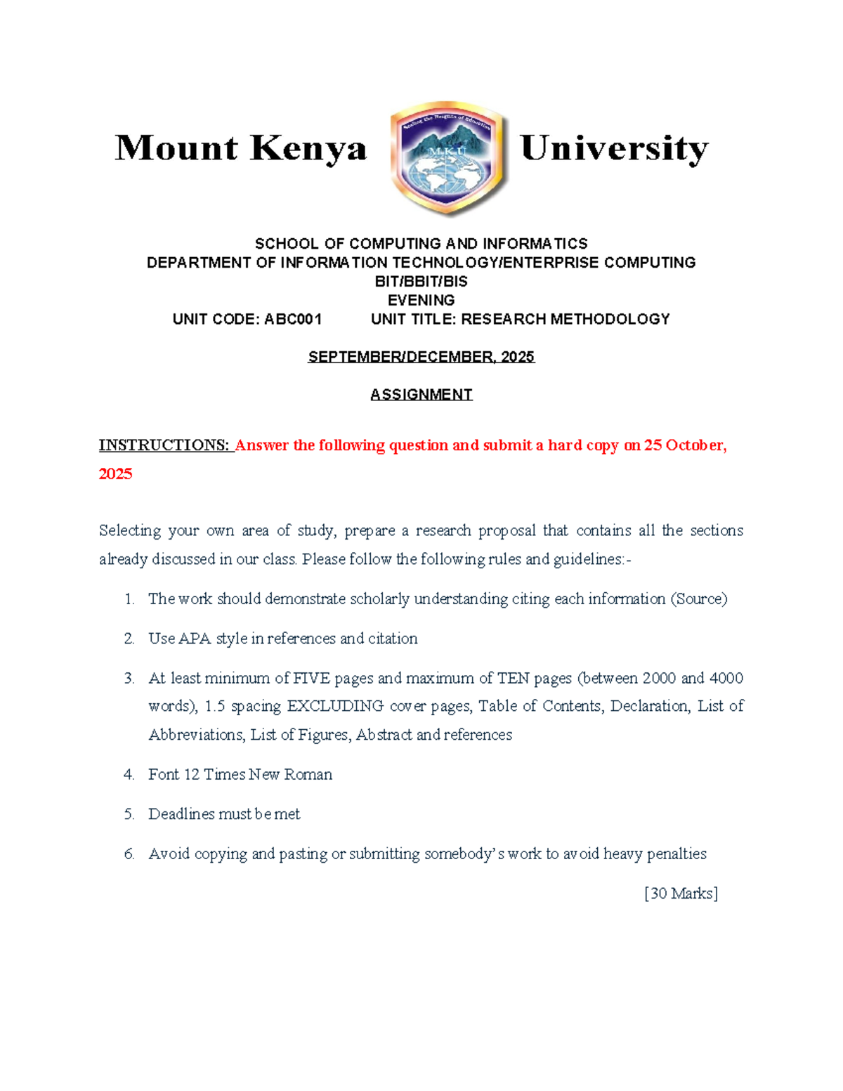 ABC001 Research Methodology Assignment Guidelines for 2025 - Studocu