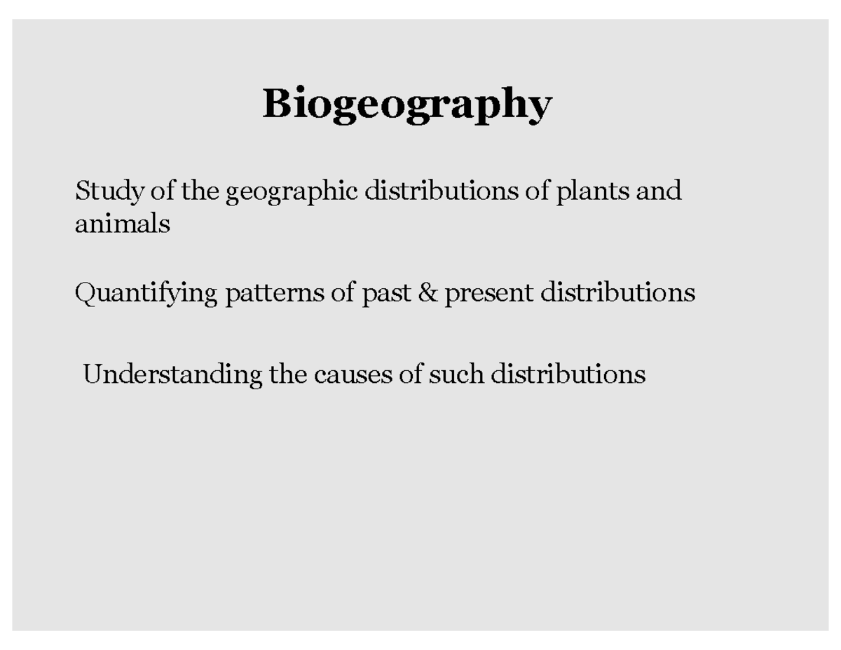 Biogeography: Geographic Distributions of Species - Studocu