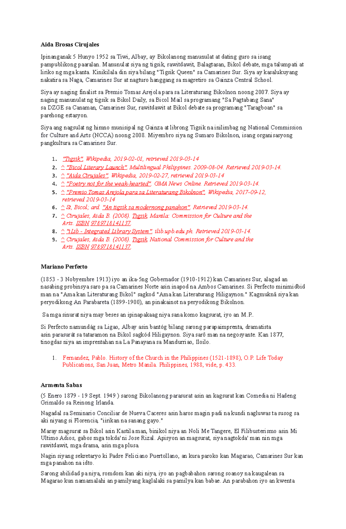 Mga Bikolanong Manunulat: Kasaysayan at Kahalagahan ng Panitikan - Studocu