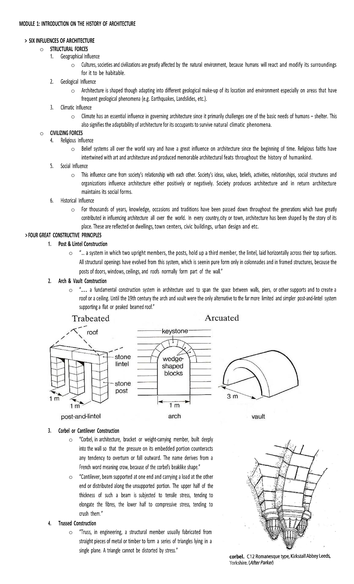 History of Architecture: Module 1 Insights & Handouts - Studocu