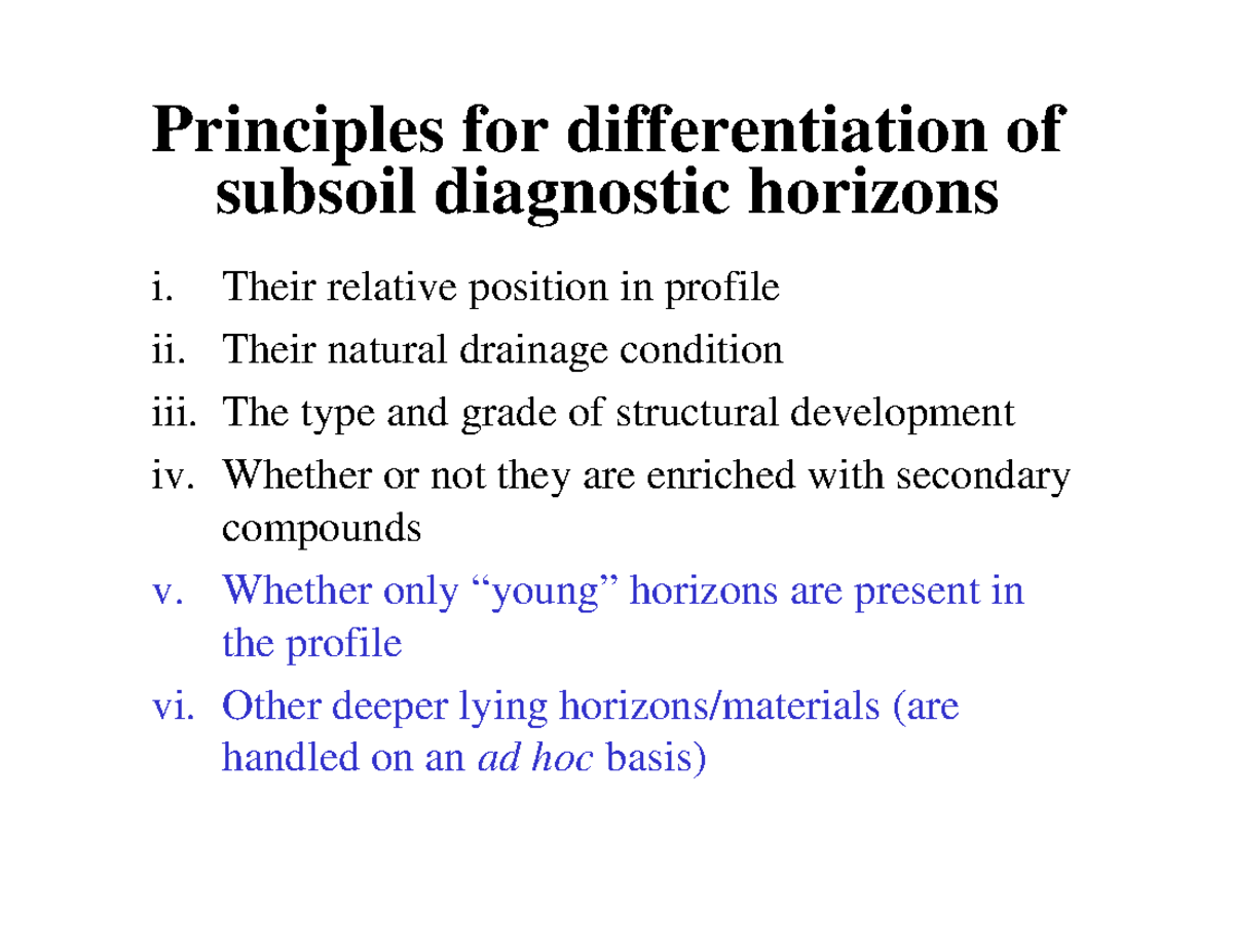 Principles for Subsoil Diagnostic Horizons: Analysis & Key Examples ...