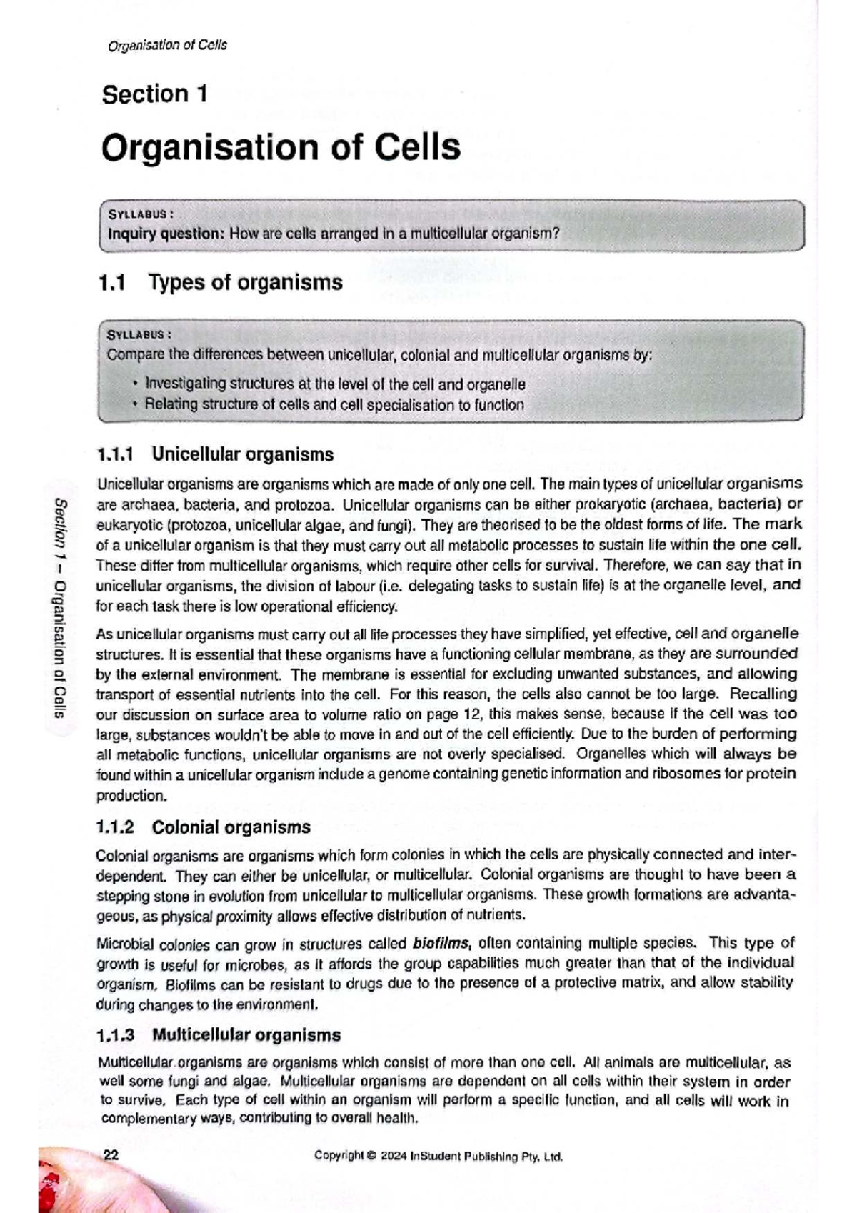 Module 2 - Organisation of Cells: Unicellular vs Multicellular Systems ...