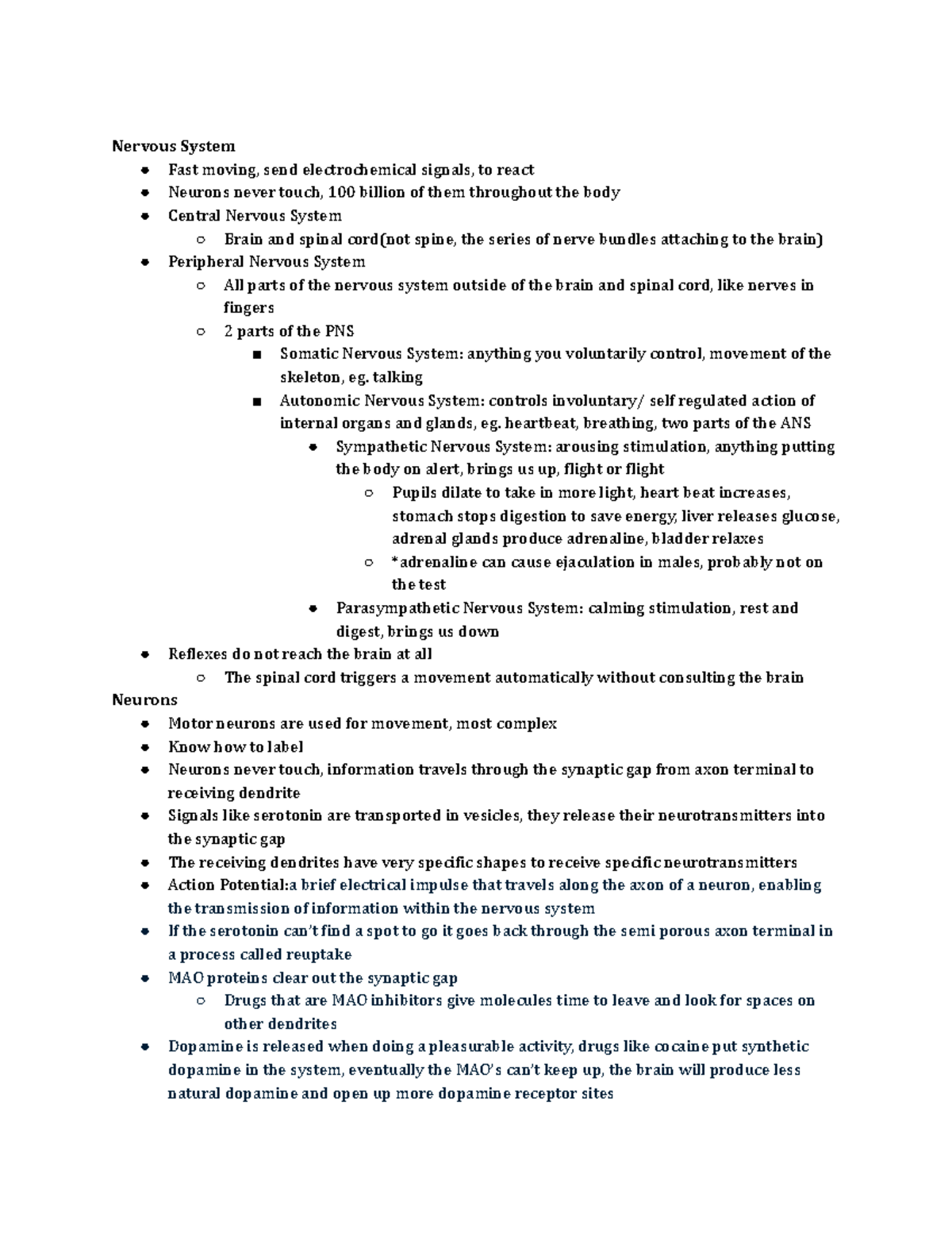 AP Psych Unit 2: Nervous System Overview and Brain Functions - Studocu