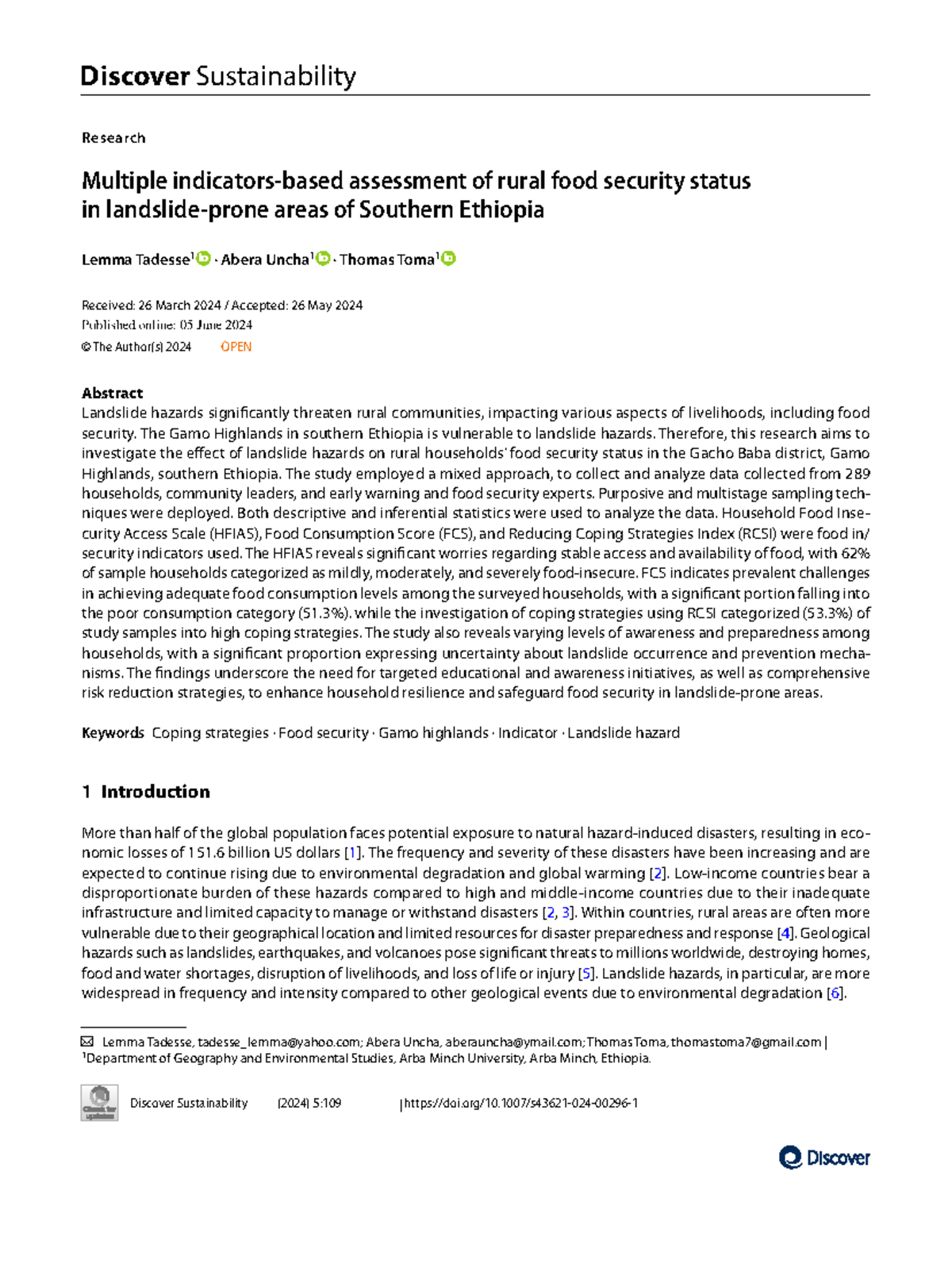 Tadesse-2024-Multiple Indicators Assessment of Food Security in Gamo ...