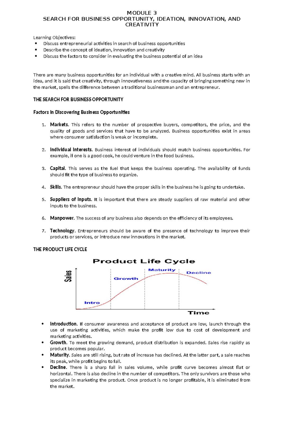 Business Opportunity Exploration - Module 3 GEE1 - Studocu