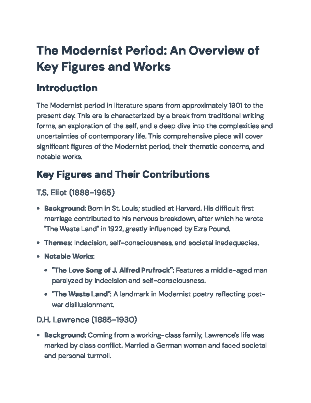 Key Figures and Works of Modernist Literature: A Comprehensive Overview ...