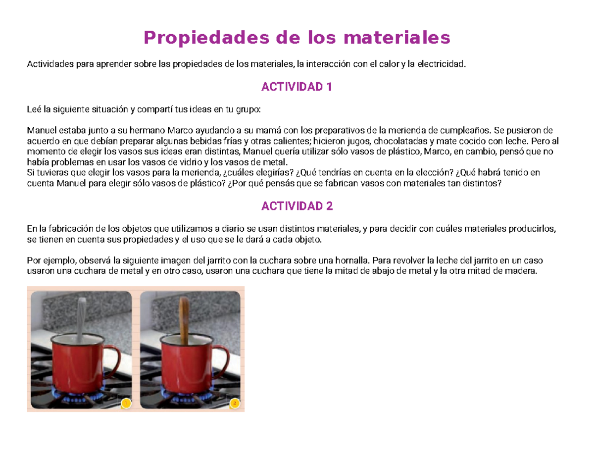 Propiedades de los Materiales: Actividades y Experimentos en 4to EP7 ...