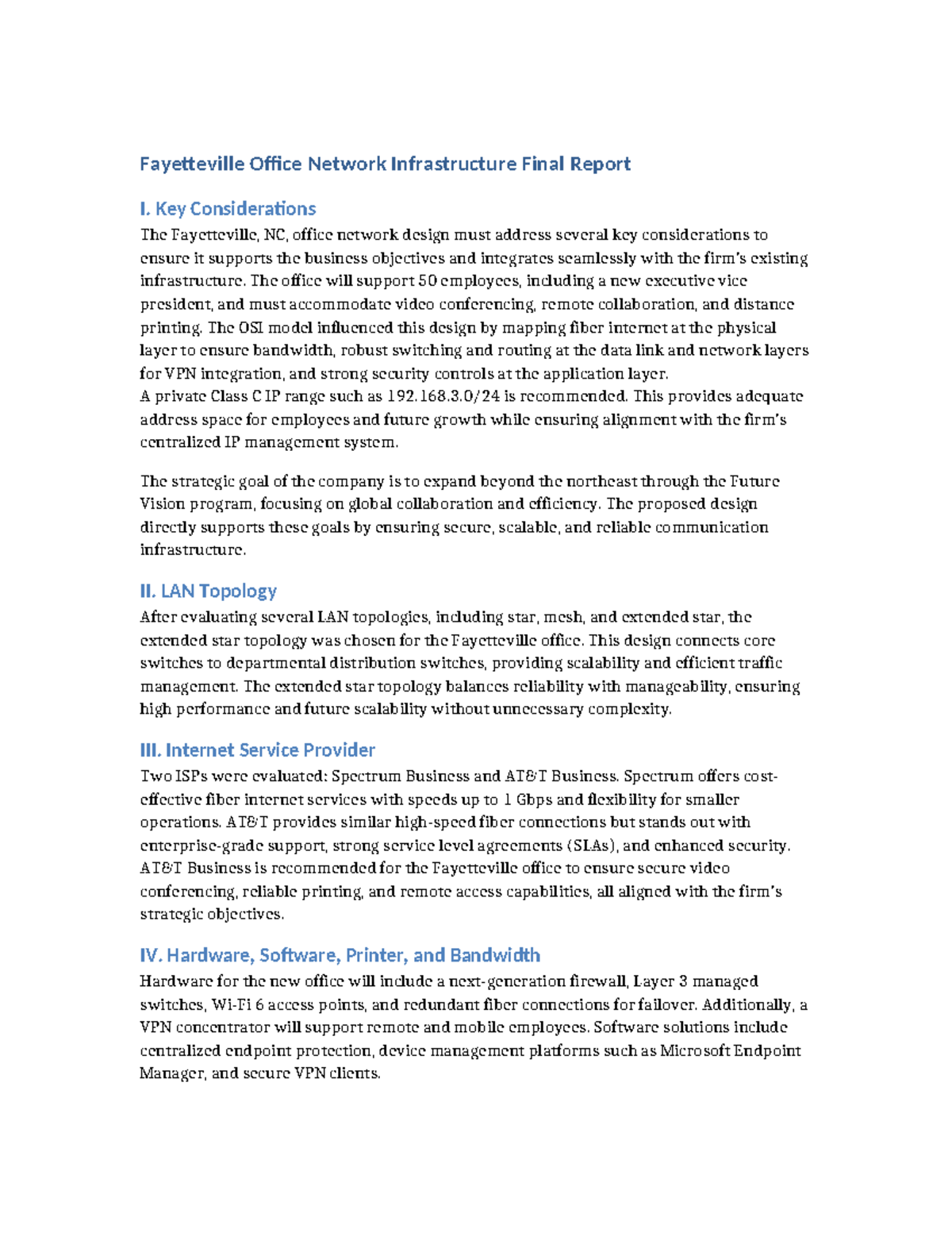 Fayetteville Office Network Infrastructure Final Report - Studocu