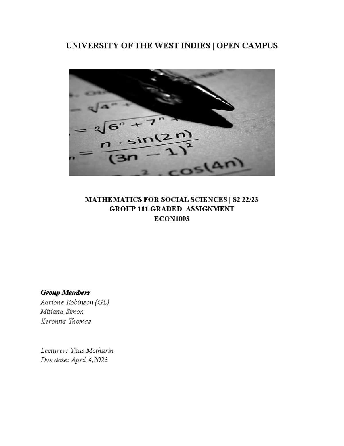 ECON1003 GRP 111 - Reflection on Group Assignment Challenges and Successes - Studocu