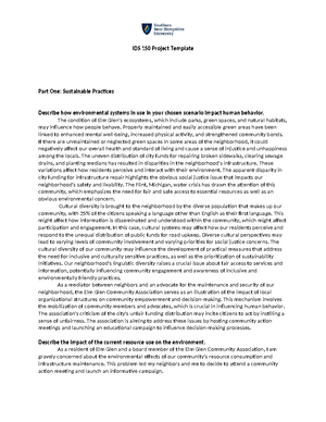 IDS 150 Module One Short Paper Sustainability - 1 IDS 150 Module One ...