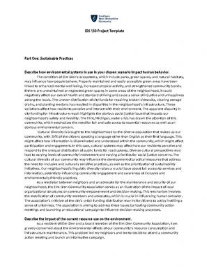 IDS-150 Module 1 - Short Paper on Perspectives in Sustainability - Studocu