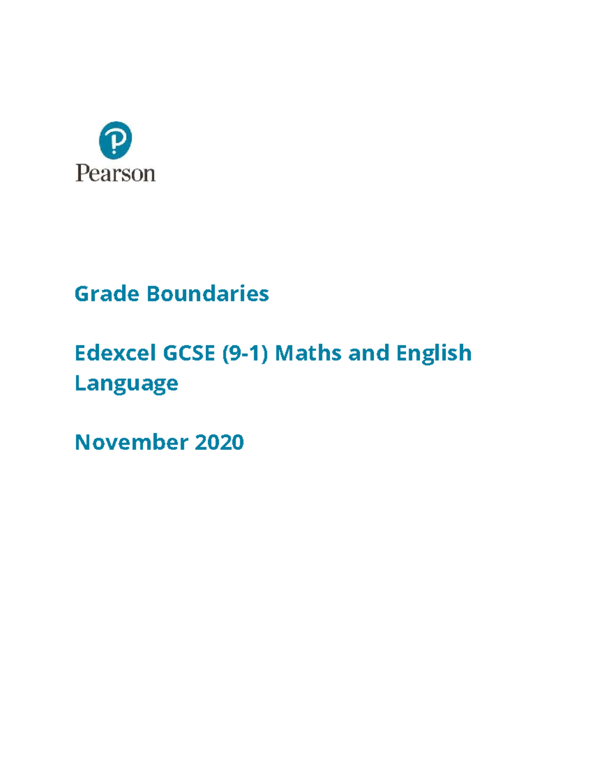 Edexcel GCSE Grade Boundaries Nov 2020: Maths & English 9-1 - Studocu